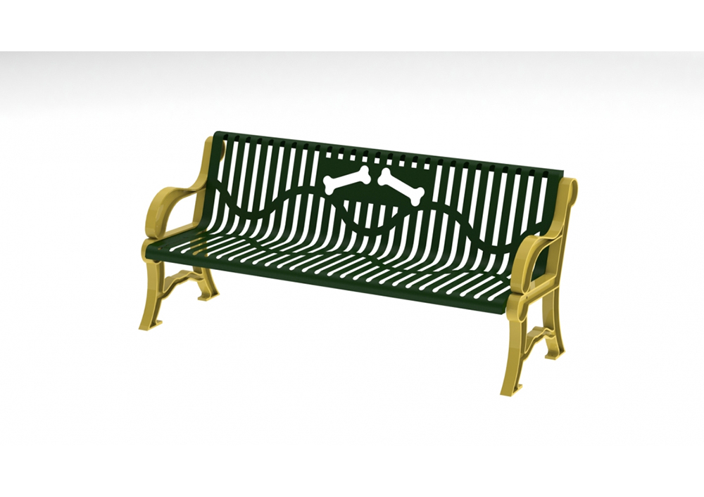 Classic Dog Park Bench with Bones Design Now on Sale | Elite Play Equipment